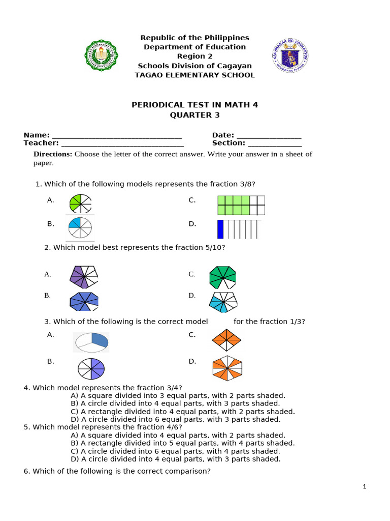 PT_G4 MATATAG MATHEMATICS 4_Q3 V3 | PDF | Mathematics