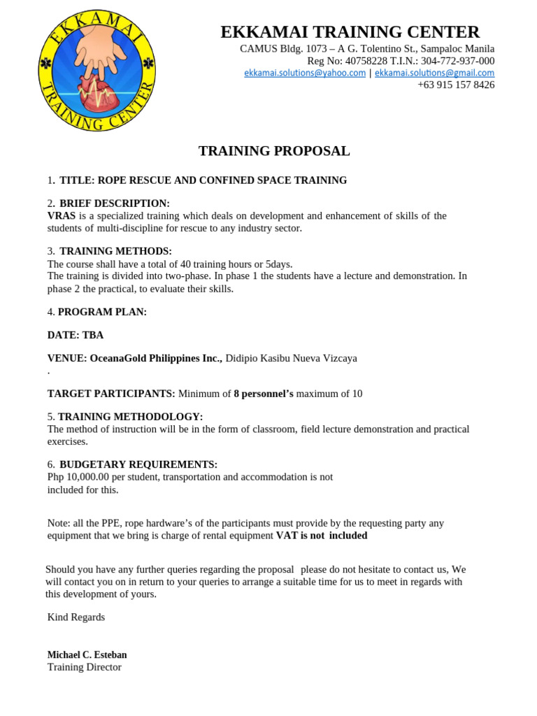 RRT Training Proposal For Teban | PDF