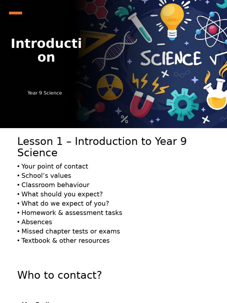 Year 9 Introduction To Year 9 Science 2025 | PDF | Homework | Teaching