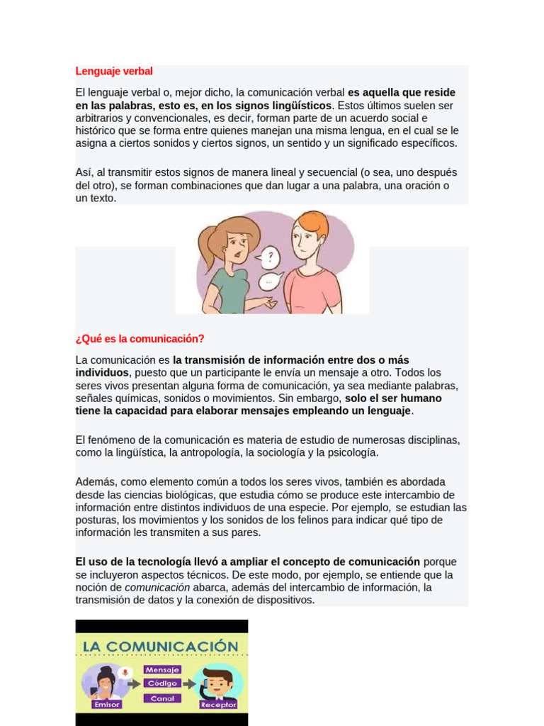 Lenguaje Verbal | PDF | Gusto | Comunicación