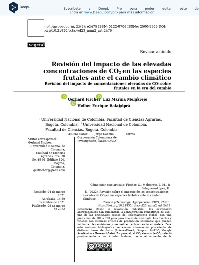 Impacto del CO2 Elevado en Frutales | PDF | Gases de efecto invernadero ...