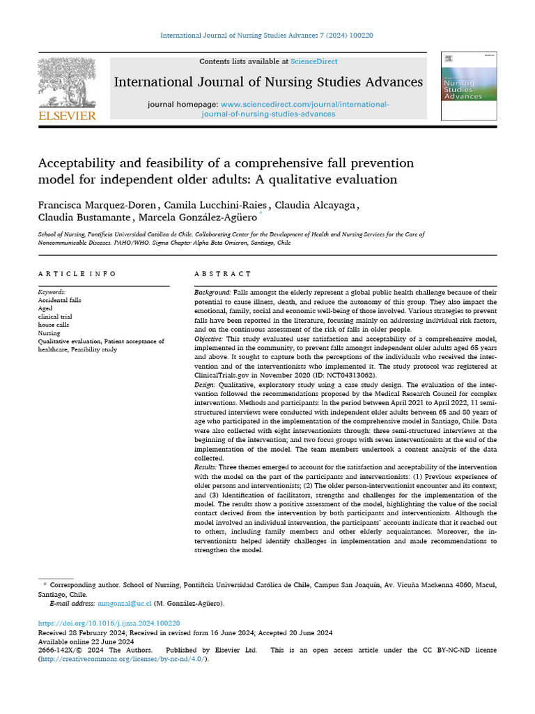 Acceptability and Feasibility of A Comprehensive Fall Prevention | PDF | Risk | Focus Group