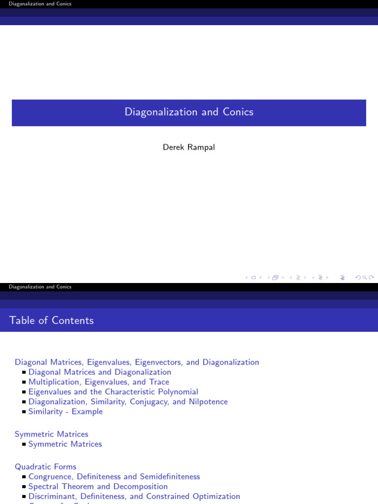 Diagonalization and Conics | PDF | Eigenvalues And Eigenvectors ...