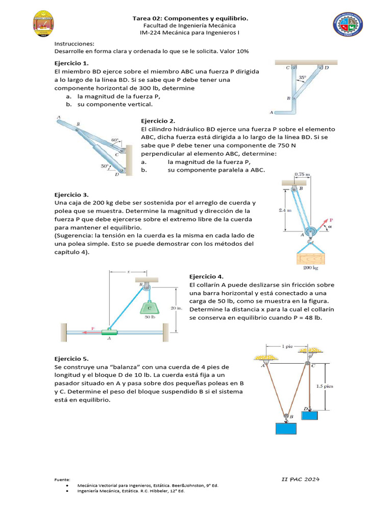 Tarea 2 Estatica | PDF | Física | Mecánica