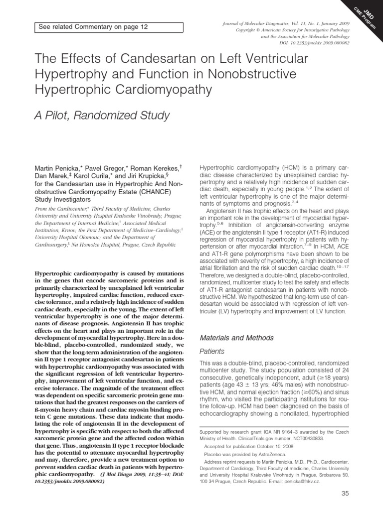 candesartan and hcm | PDF | Medical Specialties | Internal Medicine