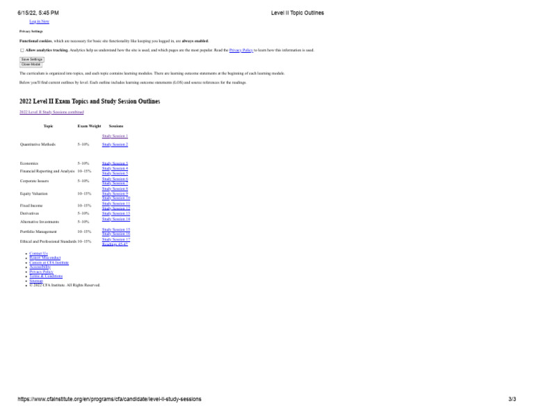 2022 CFA Level II Topic Weights | PDF | Investing | Economies