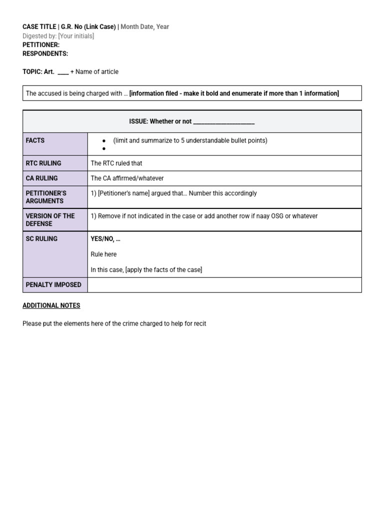 Case Digest Template | PDF