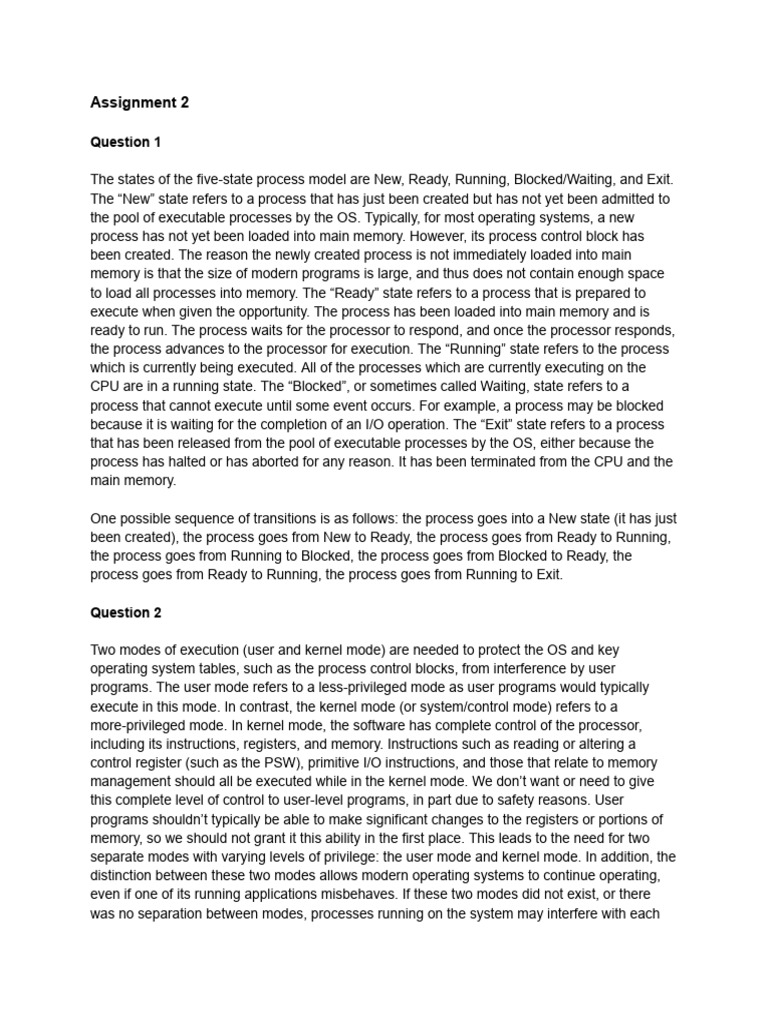 Assignment 2 | PDF | Thread (Computing) | Process (Computing)