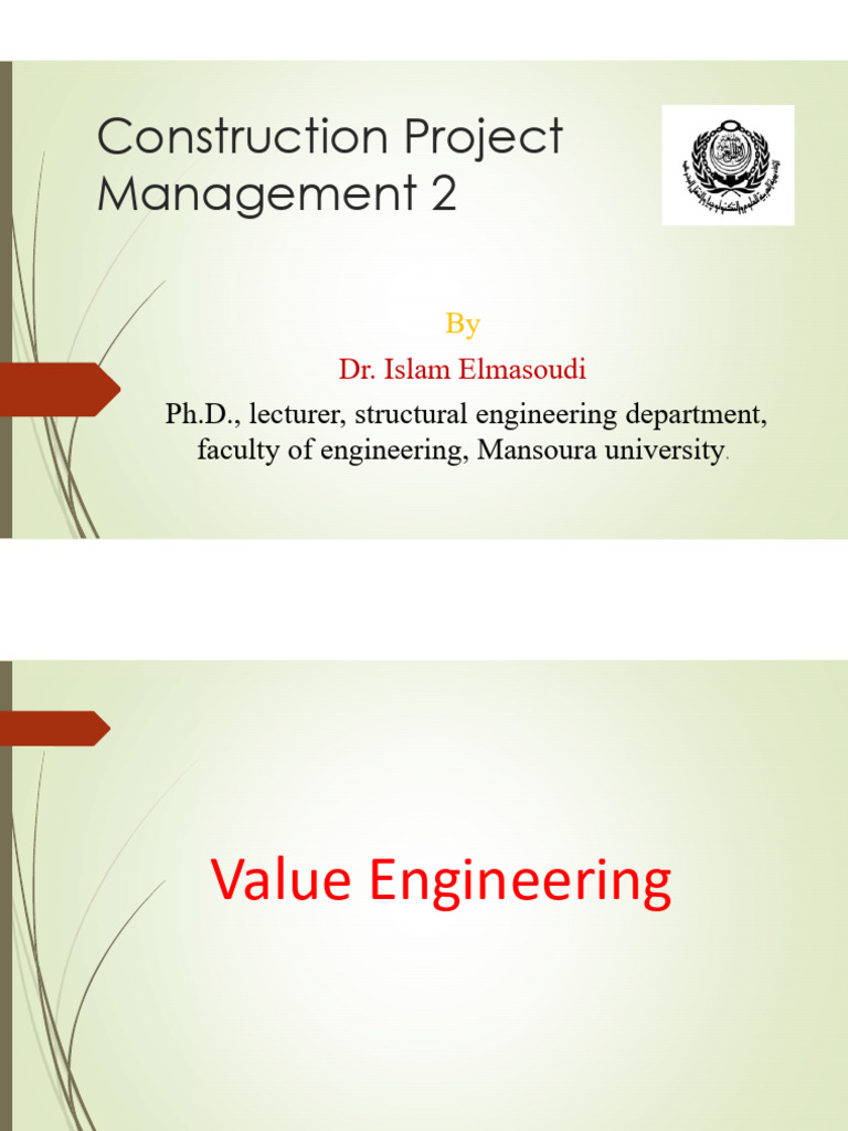 Lectures 4&5_(Value Engineering) | PDF | Value (Economics) | Life Cycle Assessment