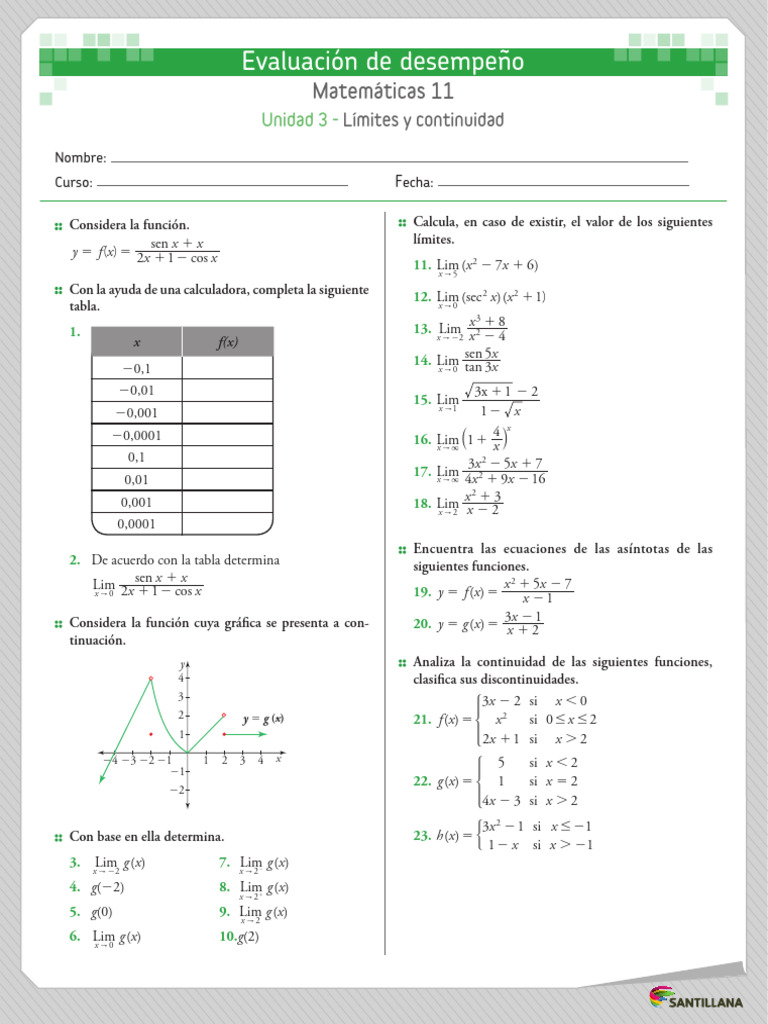 Matemáticas 11 Evaluación de Desempeño 3 | PDF
