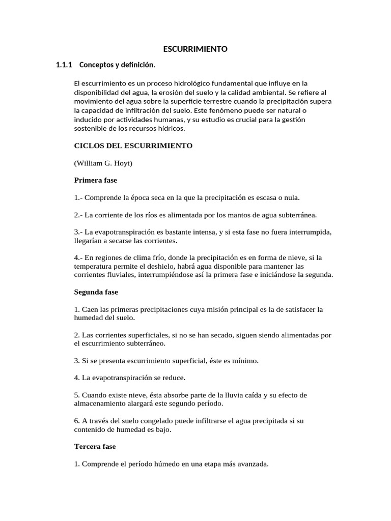 Tipos y Medición del Escurrimiento Hídricos | PDF | Descarga ...