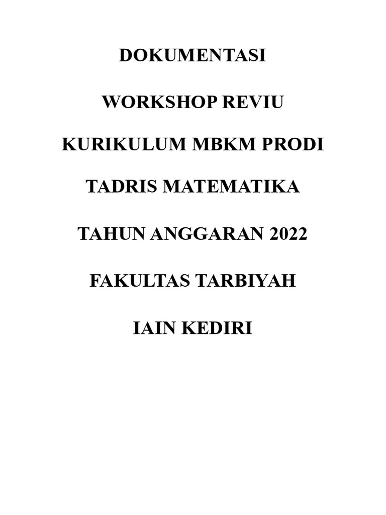 Workshop Reviu Kurikulum MBKM Prodi Tadris Matematika 2022 | PDF