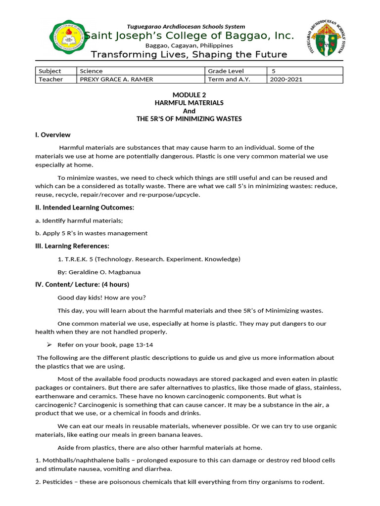 module 2 science 5 | PDF | Reuse | Waste