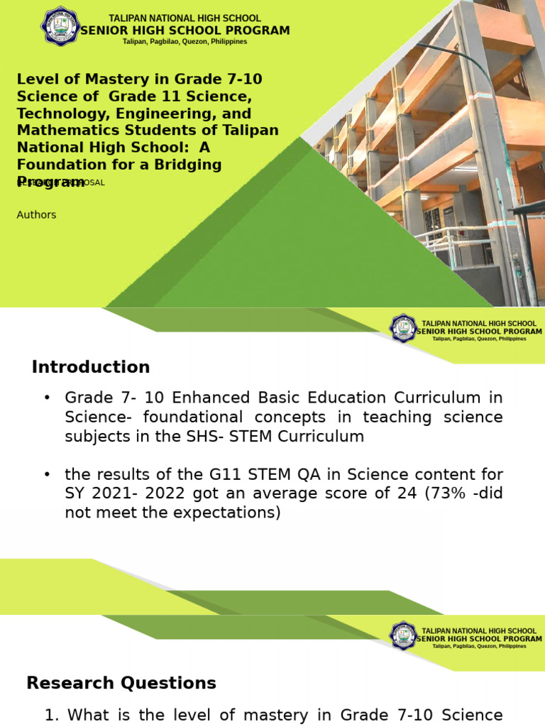 Mastery Levels in Grade 11 STEM Science | PDF | Science | Science, Technology, Engineering, And ...