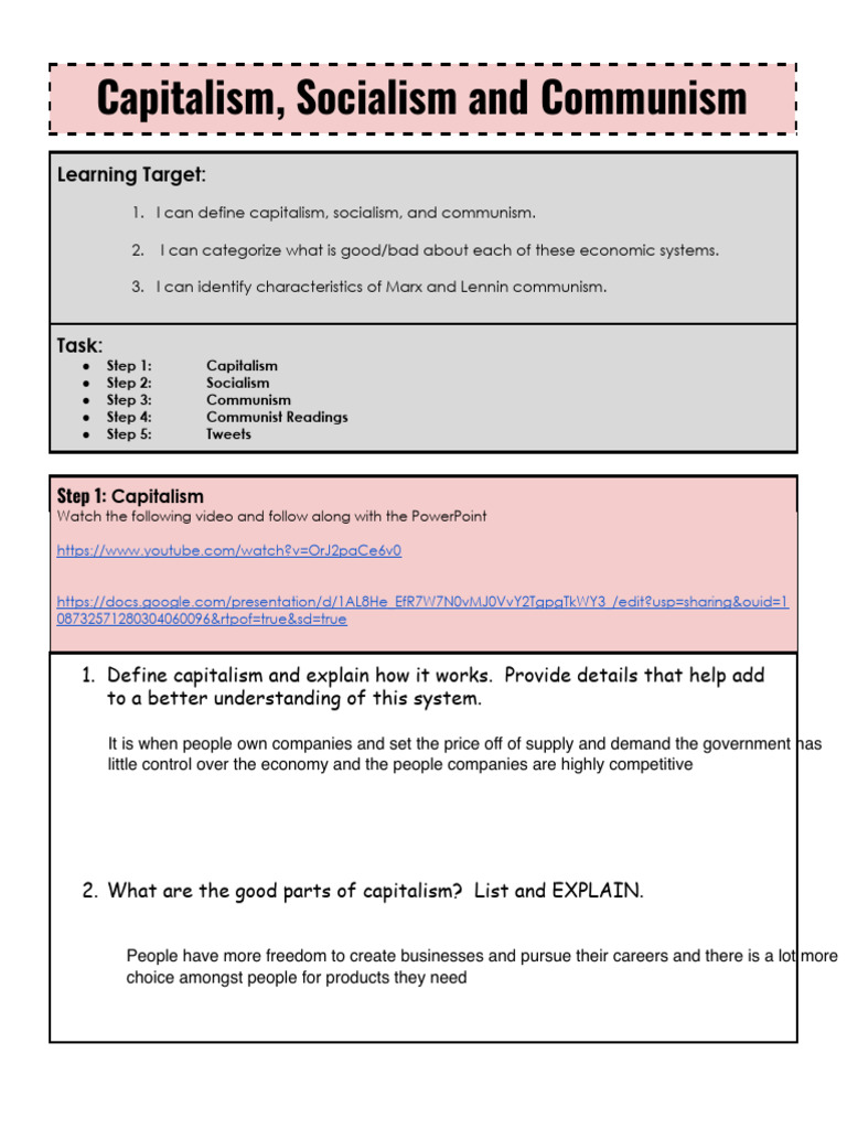 Economic Systems: Capitalism, Socialism, Communism | PDF | Communism | Capitalism