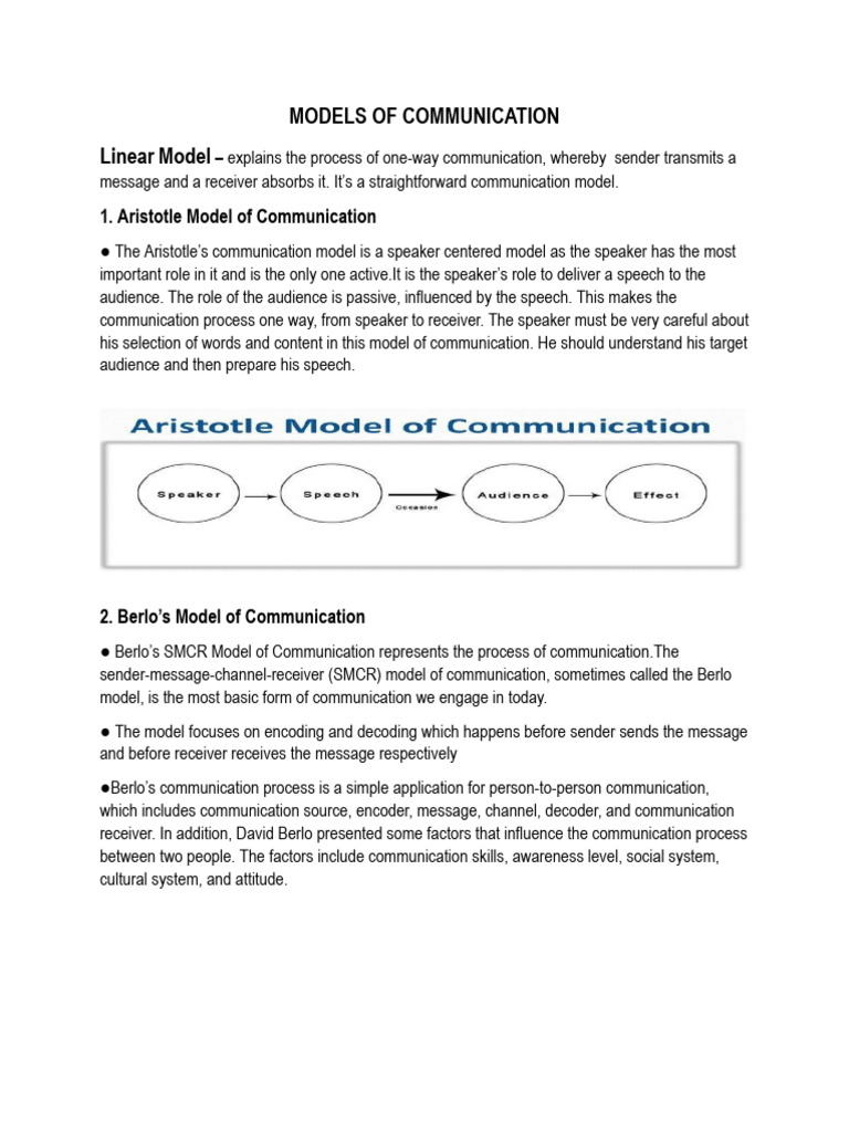 Mdels of Communication | PDF | Communication | Scientific Theories