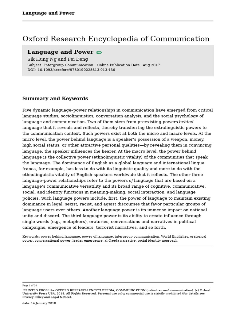 Language and Power chapter | PDF | Power (Social And Political ...