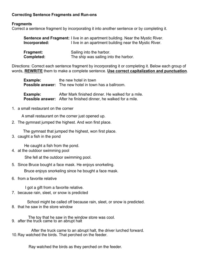 Correcting Sentence Fragments and Run Ons | PDF | Ice | Earth Sciences