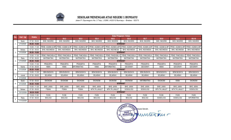 Jadwal Psas Xii 2425 | PDF