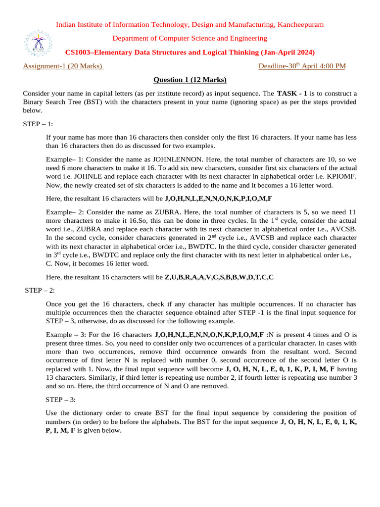 dsa assignment | PDF | Computer Programming | Algorithms And Data Structures