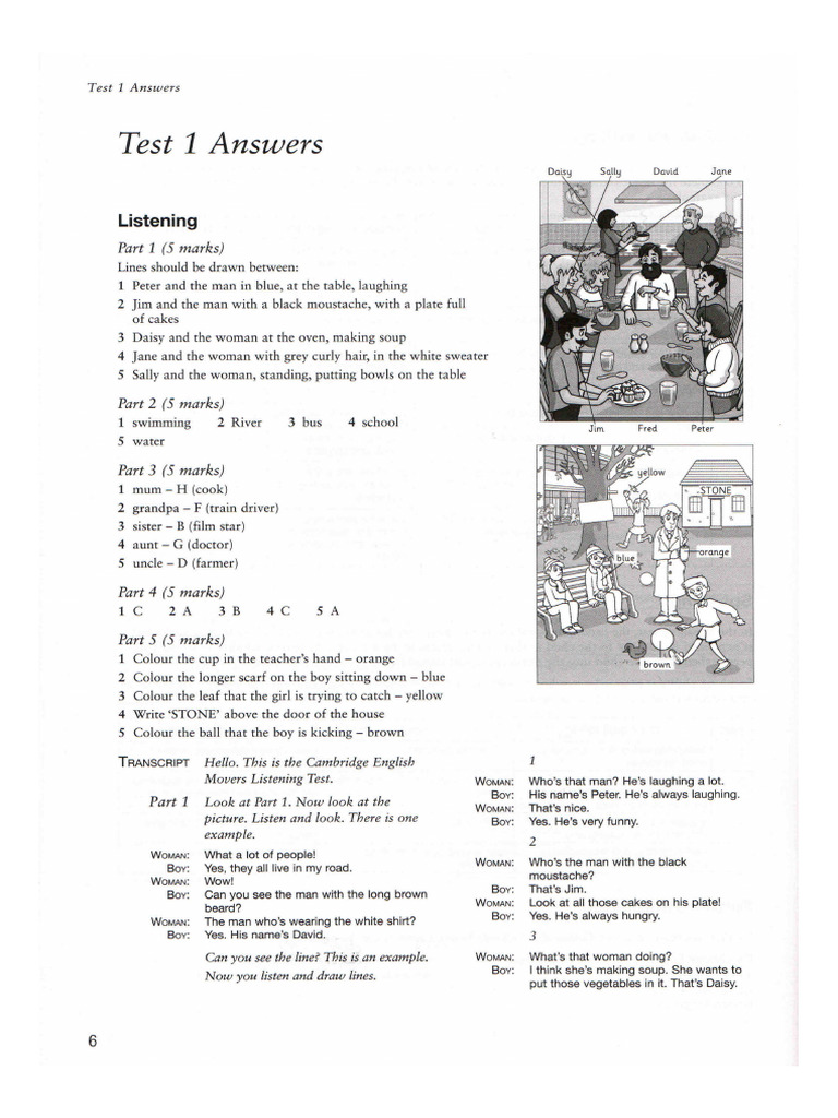 Movers Authentic 1 - Test 1 KEY | PDF