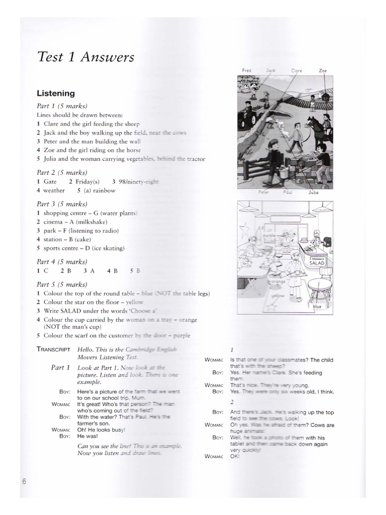 Movers Authentic 2 - Test 1 KEY | PDF