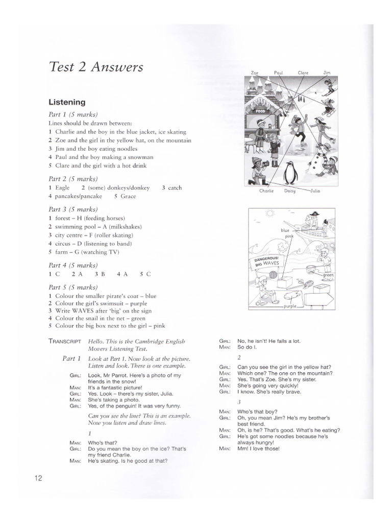 Movers Authentic 2 - Test 2 KEY | PDF