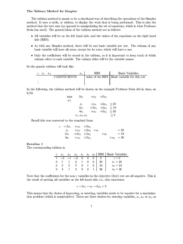 Simplex Tableau | PDF