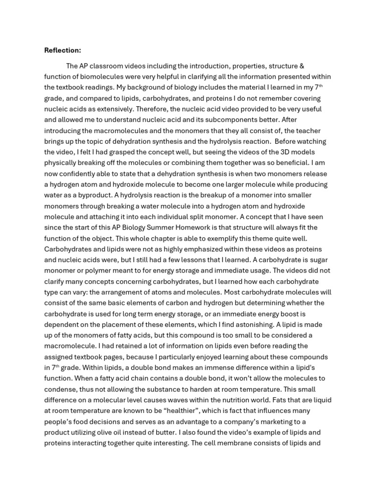 4.4 AP Classroom Reflection | PDF | Nucleic Acids | Dna