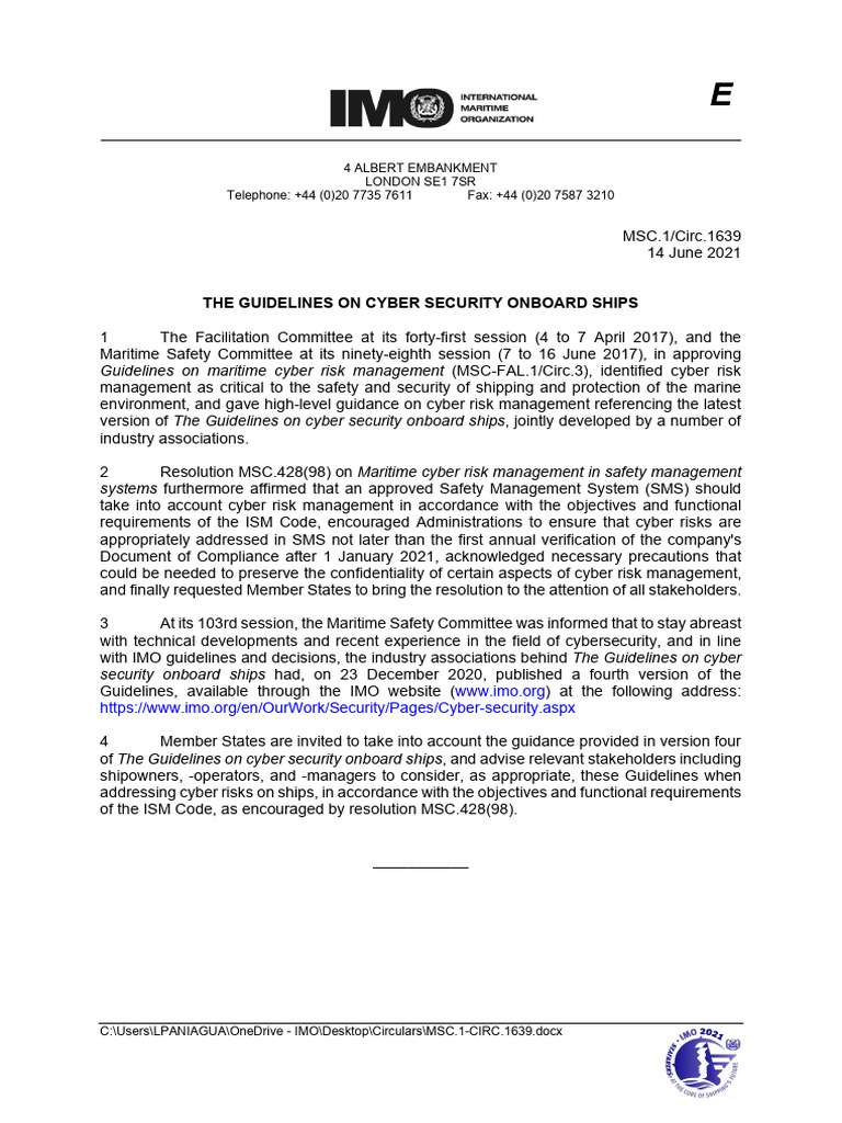 MSC.1-Circ.1639 | PDF | Computer Security | Security