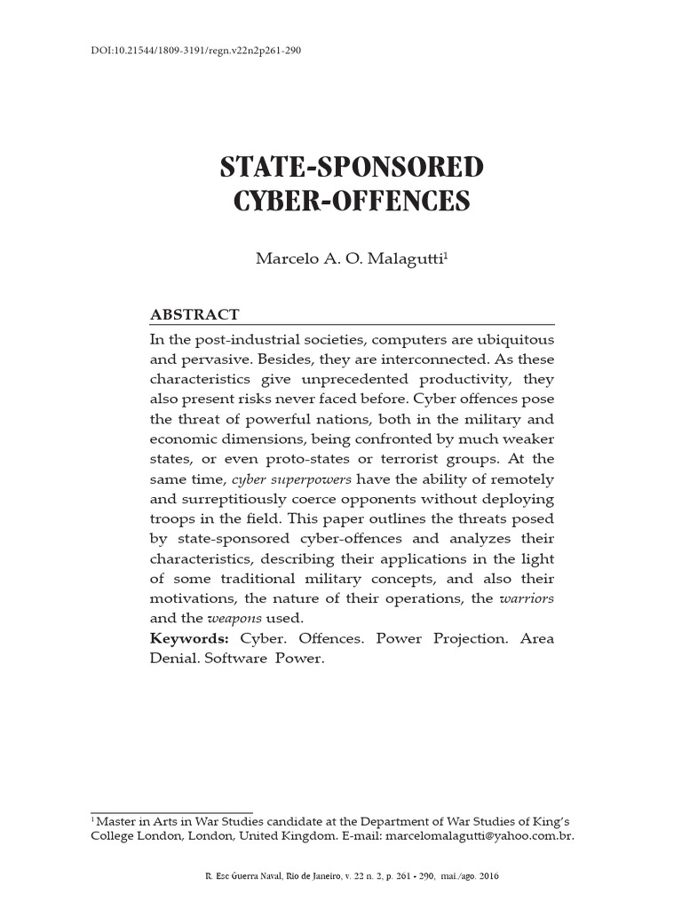 2016 State-Sponsored+cyber-Offences | PDF | Cyberwarfare | Security