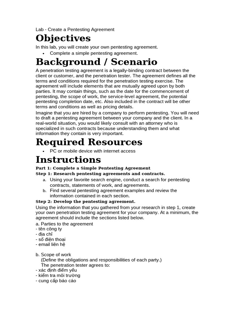 2.2.10-Lab Create A Pentesting Agreement | PDF | Penetration Test