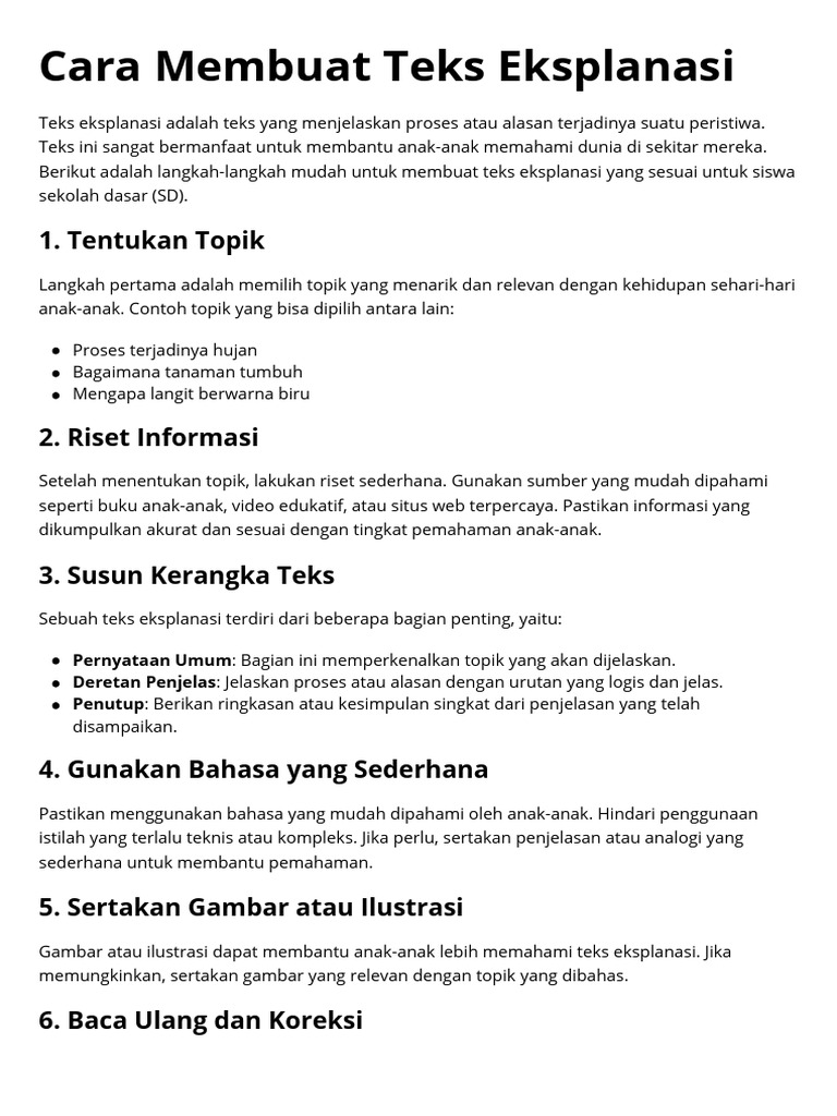 Cara Membuat Teks Eksplanasi Yang Mudah Untuk SD | PDF