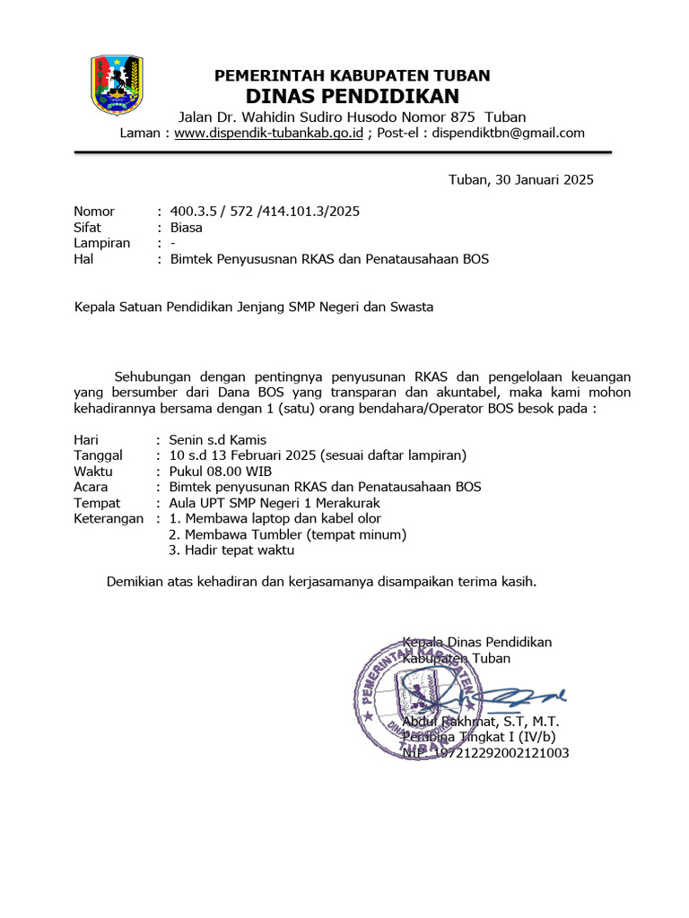 Undangan Rkas Dan Bos | PDF