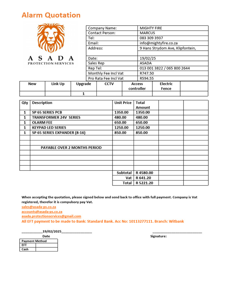 Mighty Fire Alarm Quotation | PDF