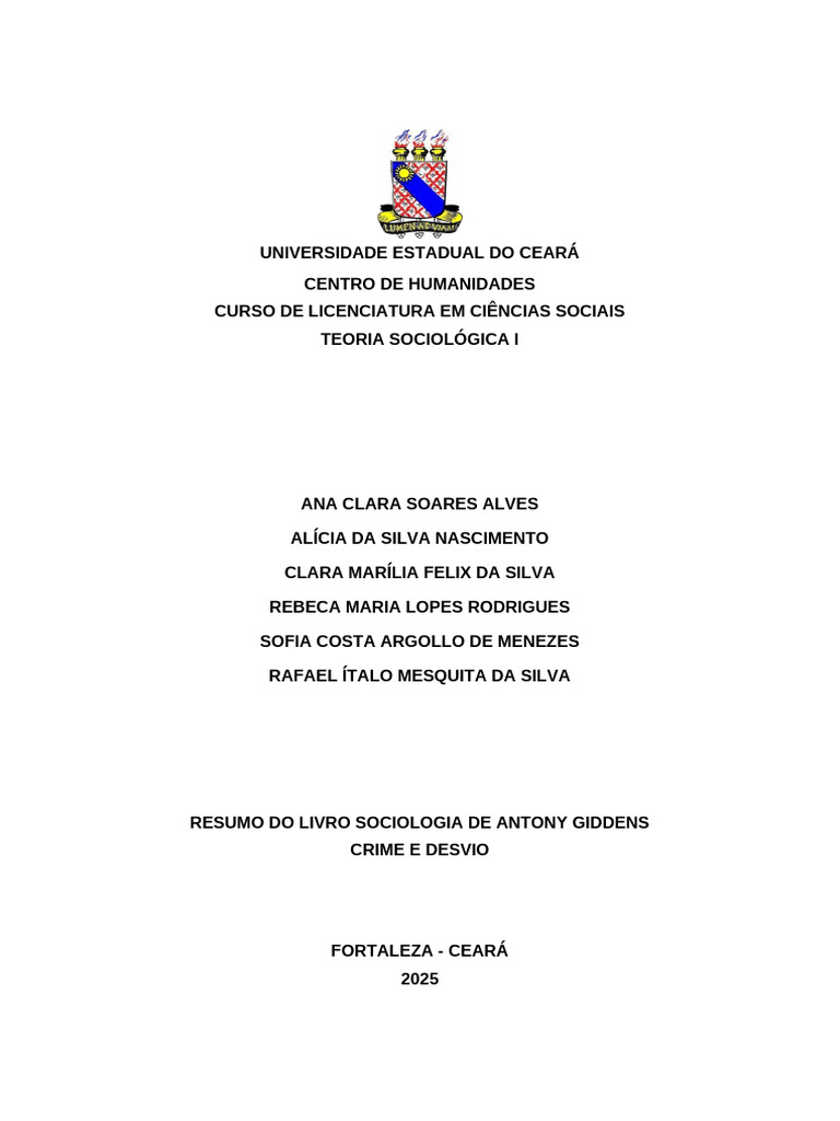 Teoria Sociologica I - Resumo Capitulo Crime e Desvio | PDF | Desvio (Sociologia) | Sociologia