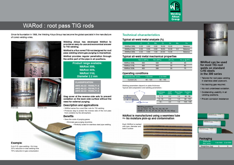 WAROD-root Pass TIG Rods | PDF | Welding | Construction