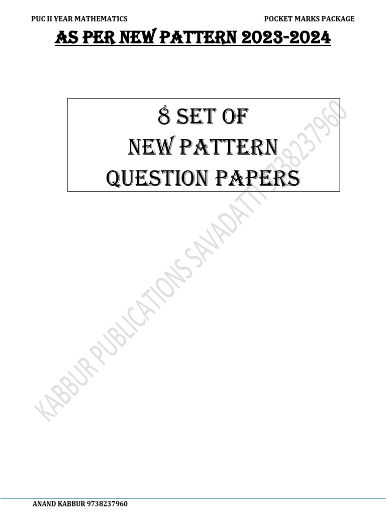 PUC II Year Mathematics Marks Package | PDF | Function (Mathematics ...