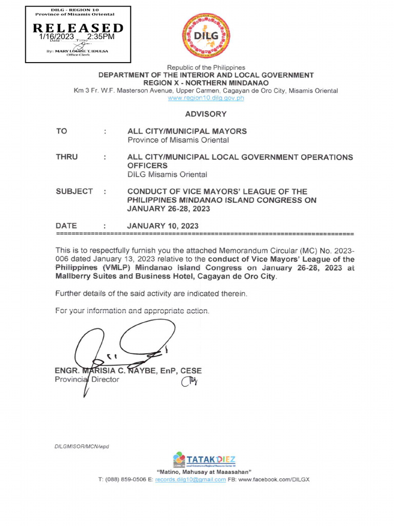 Conduct of VLMP of The Philippines Mindanao Island Congress | PDF | Government