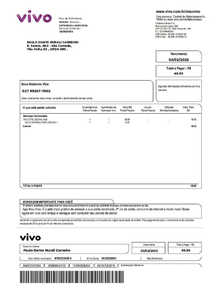 Fatura Vivo | PDF
