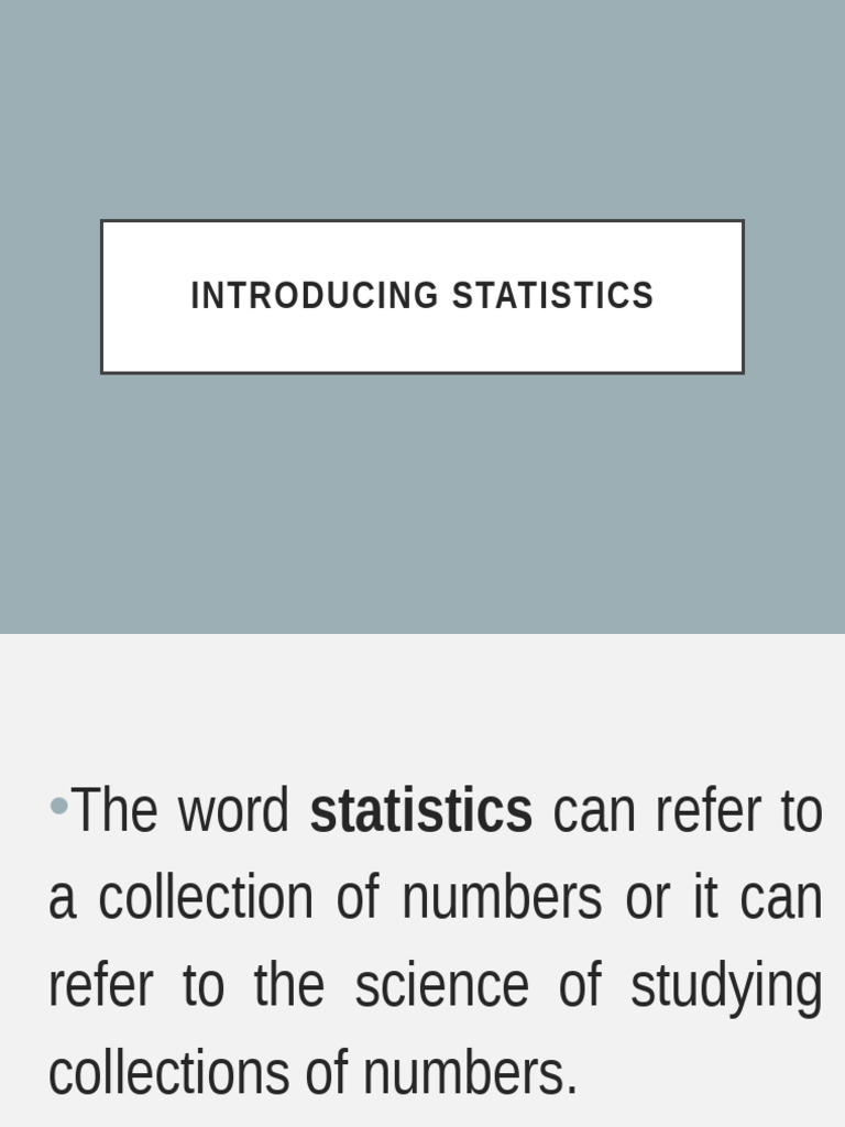 Introducing Statistics (Basic Introduction With Probability) | PDF | Statistics | Probability ...