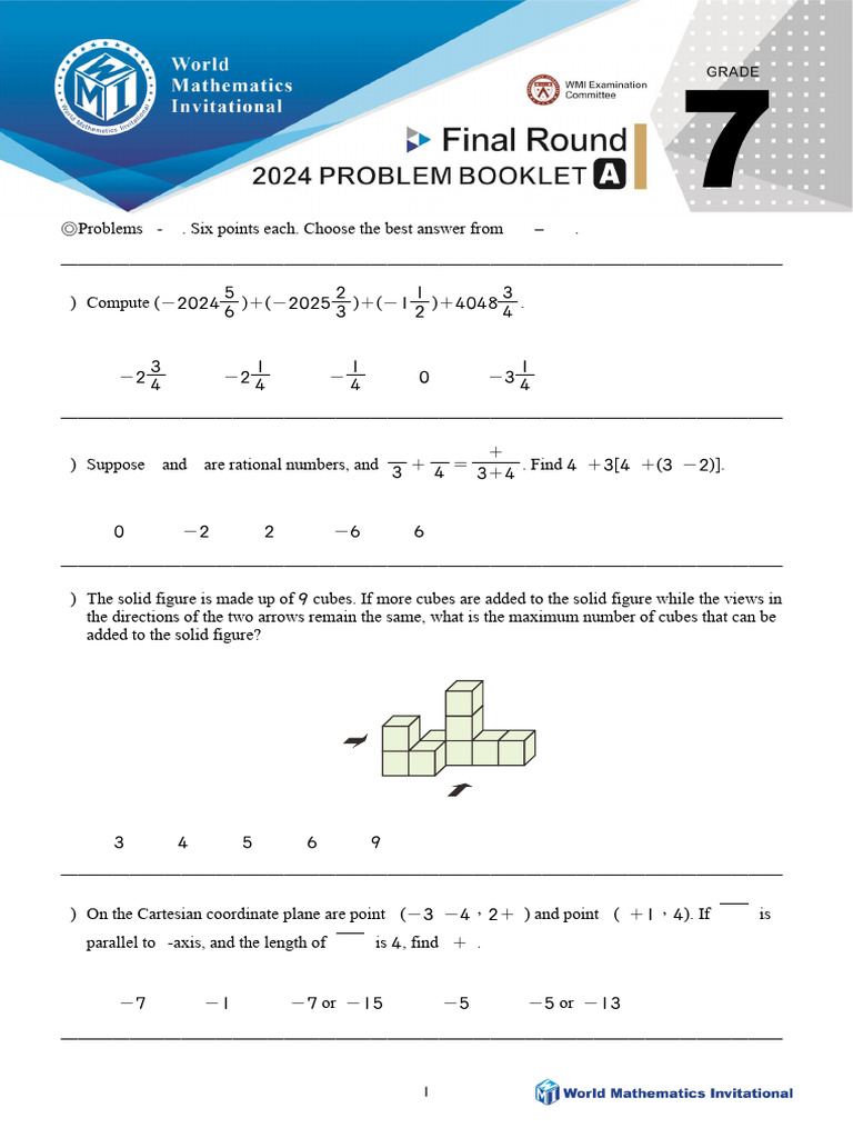 Math Problem Set with Solutions | PDF | Geometry | Mathematical Objects