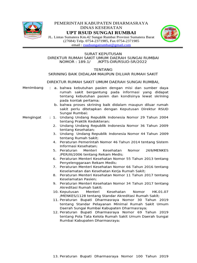 SK Skrining Pasien Oke | PDF