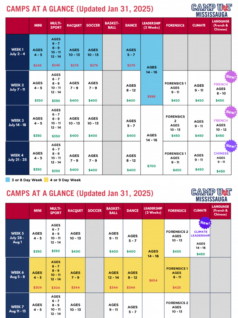 2025 Camp Ataglance Feb2 v3 | PDF