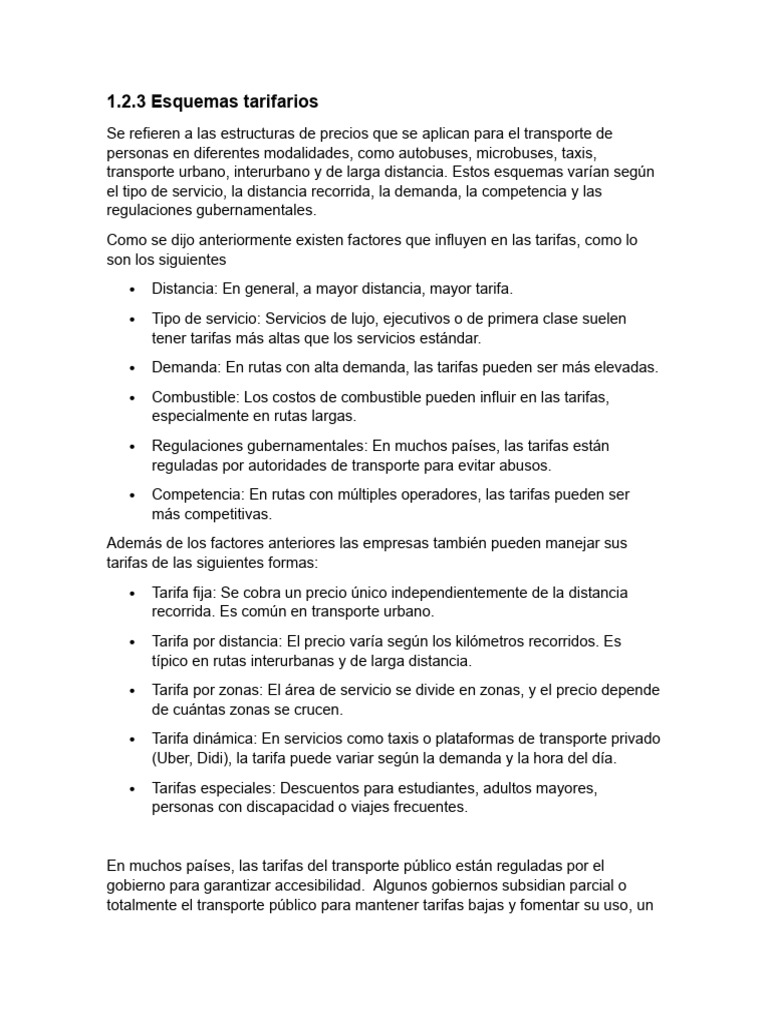 Esquemas de Tarifas | PDF