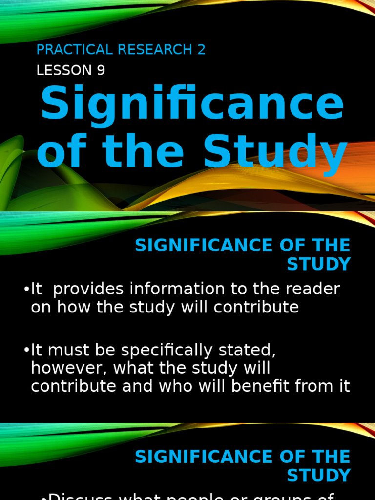 Lesson 9 Significance of The Study | PDF