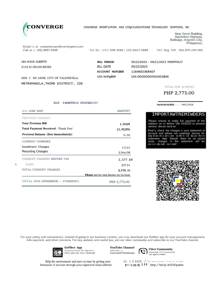 Proof of Billing - Converge - 1 New | PDF | Ios | I Phone