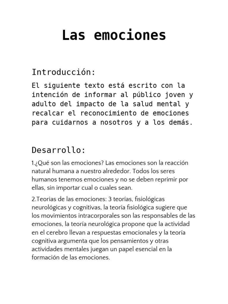 Las emociones | PDF | Las emociones | Mente