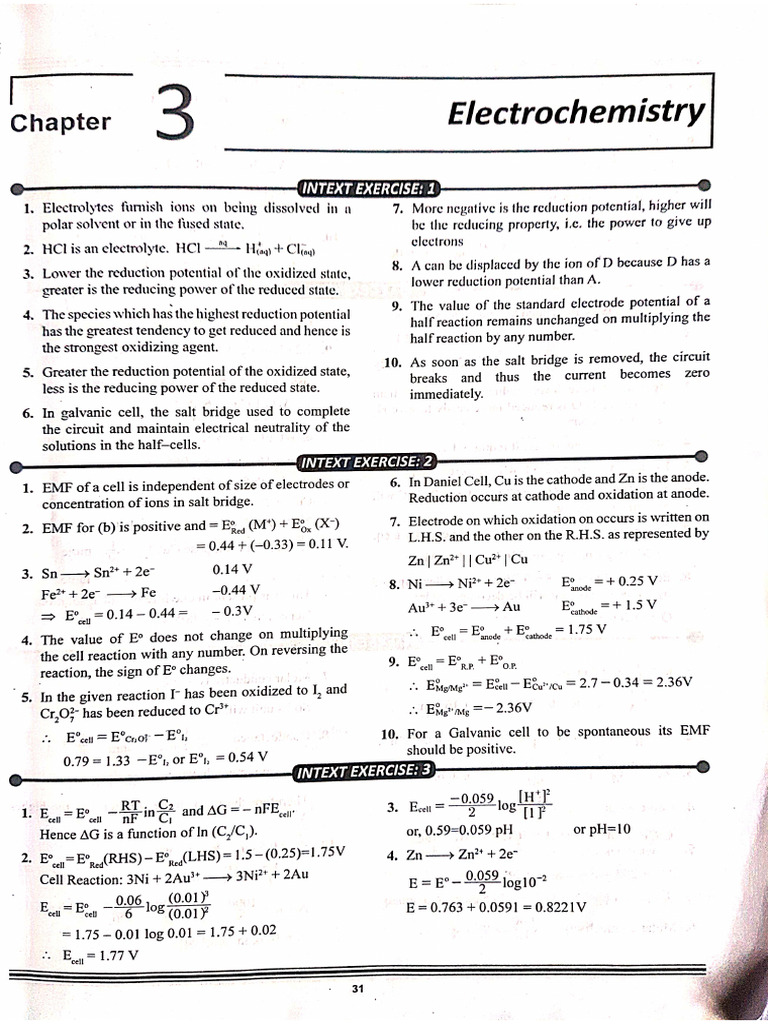 Electrochemistry Mains Module Solutions Am | PDF