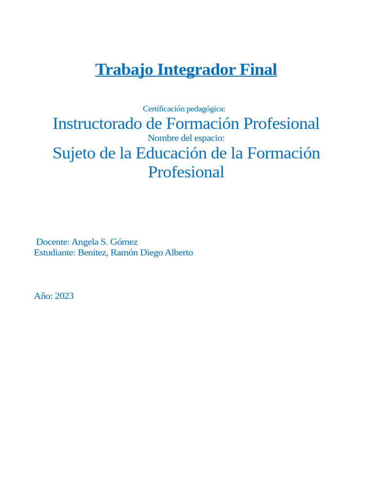 Trabajo Integrador Final | PDF | Aprendizaje | Enseñando